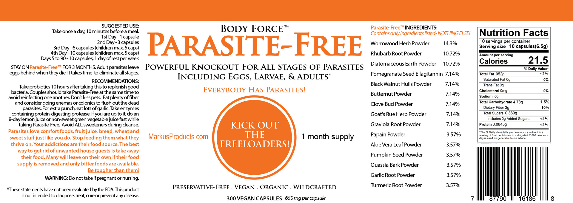 Parasite-Free - Herbal Parasite Cleanse Formula | Buy Parasite Pills