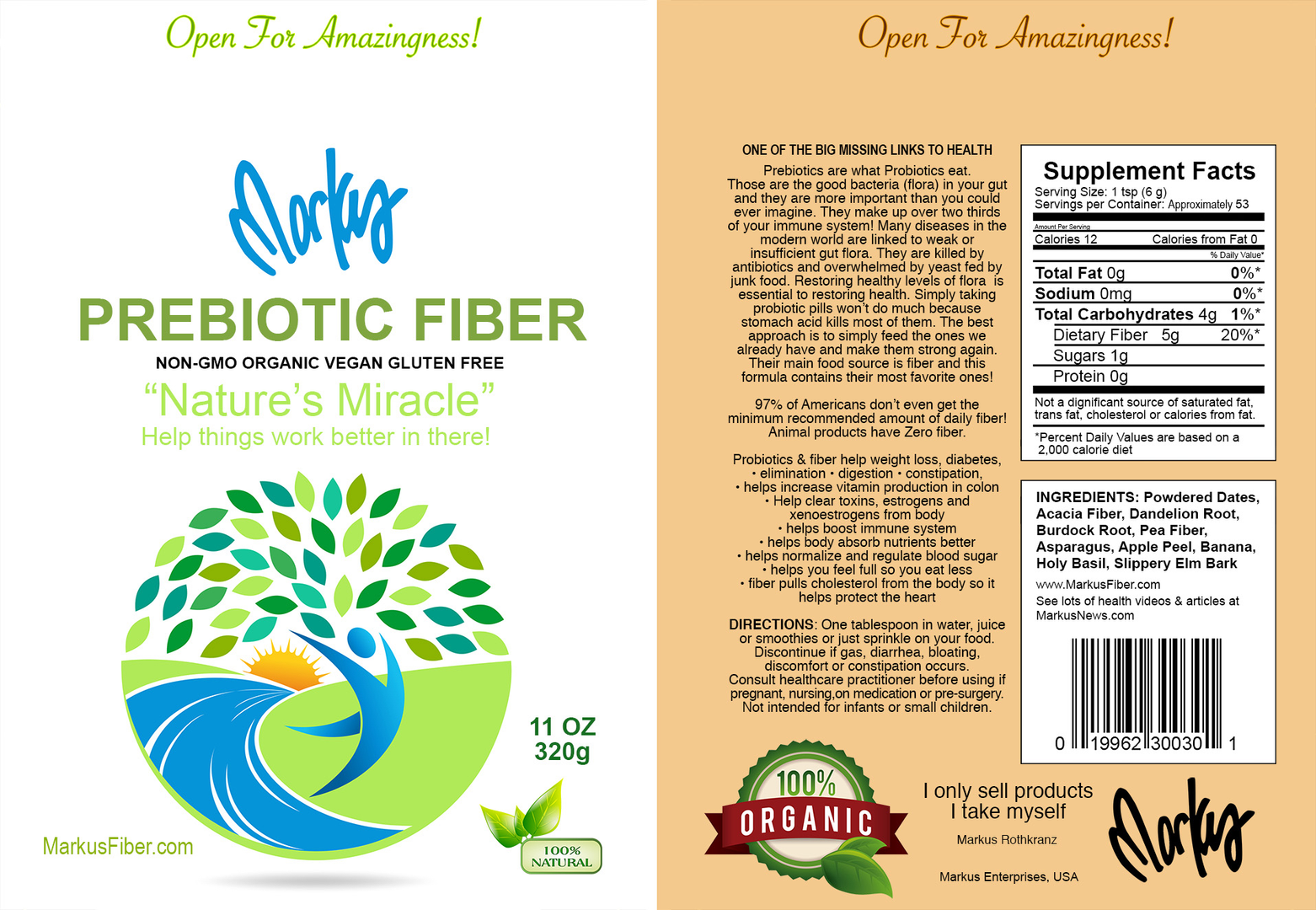 Prebiotic Fiber Powder – Gluten Free Prebiotic Supplement