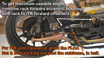Rack to inner tie rod Forward offset spacers