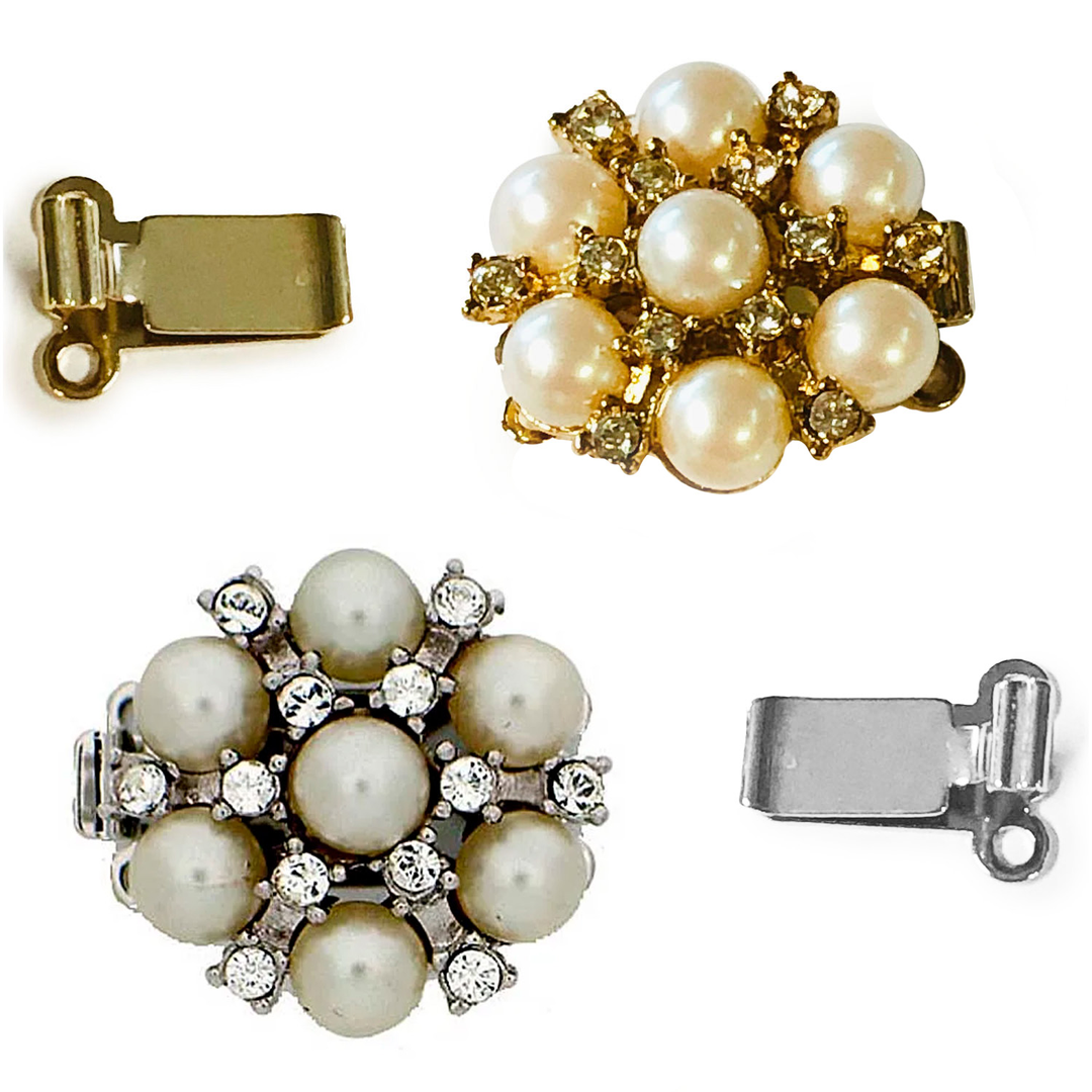 Premium 18mm Push Clasp with Crystals & Pearls | Potomac Beads
