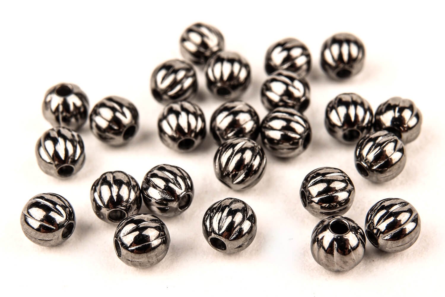 Athenacast Metal Beads Round Corrugated Melon 3mm - Premium Gunmetal ...