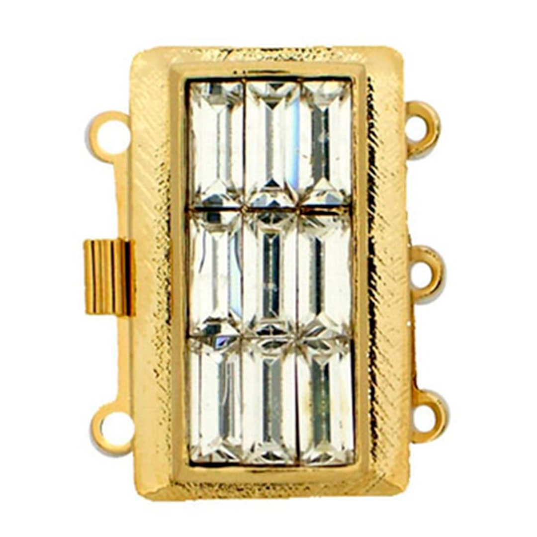 Claspgarten Glass Library Box Push Clasp with Swarovski Crystals | 26x16mm