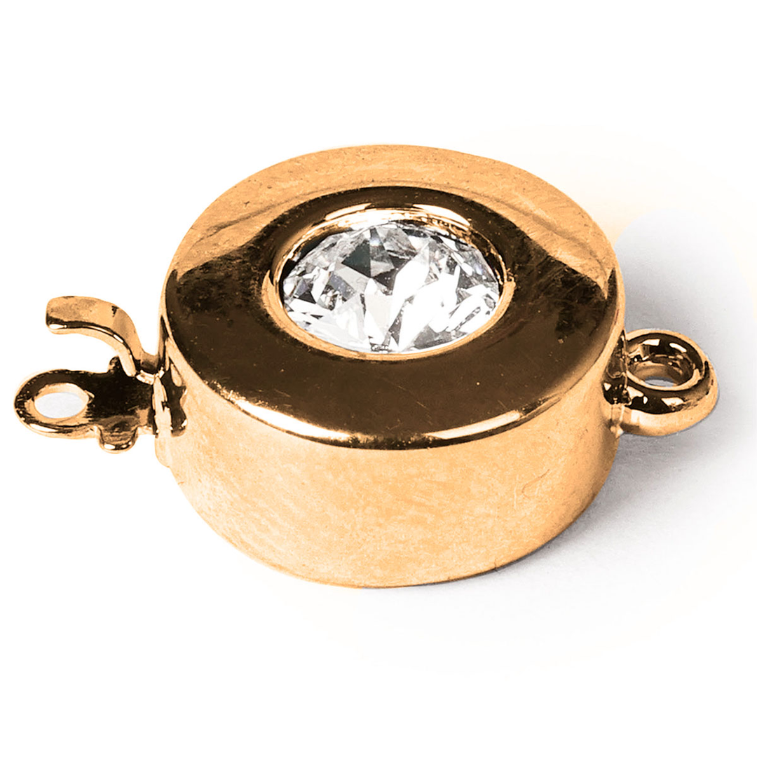 Disc Box Push Clasp with Swarovski Crystal
