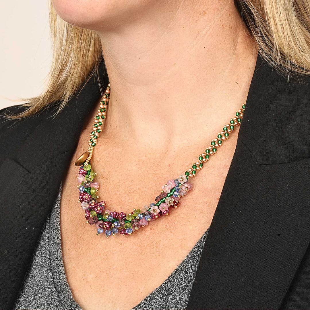 Spring Splendor Flower Fringe Necklace Tutorial