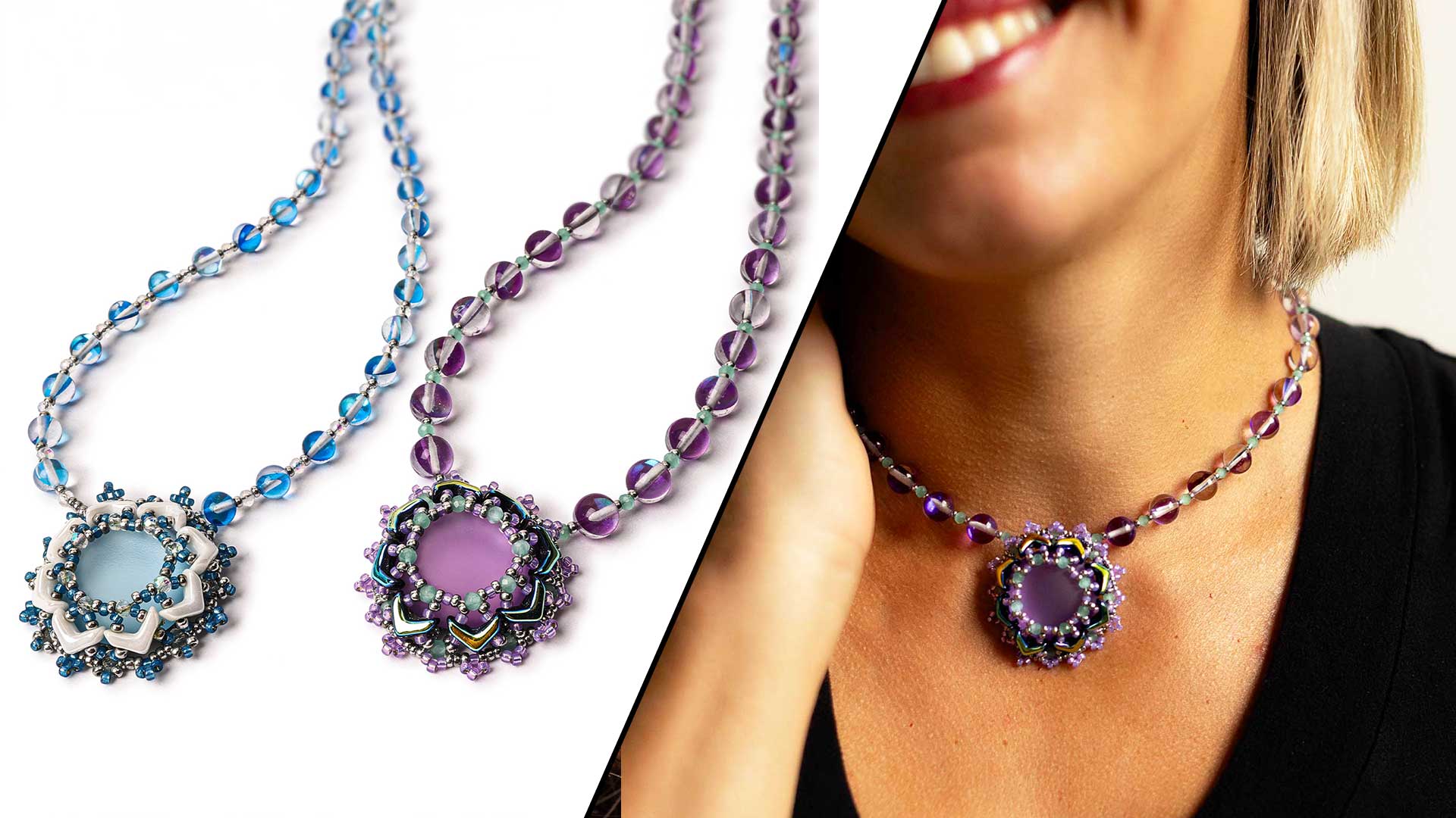 Luna Flower Necklace Tutorial | PotomacBeads
