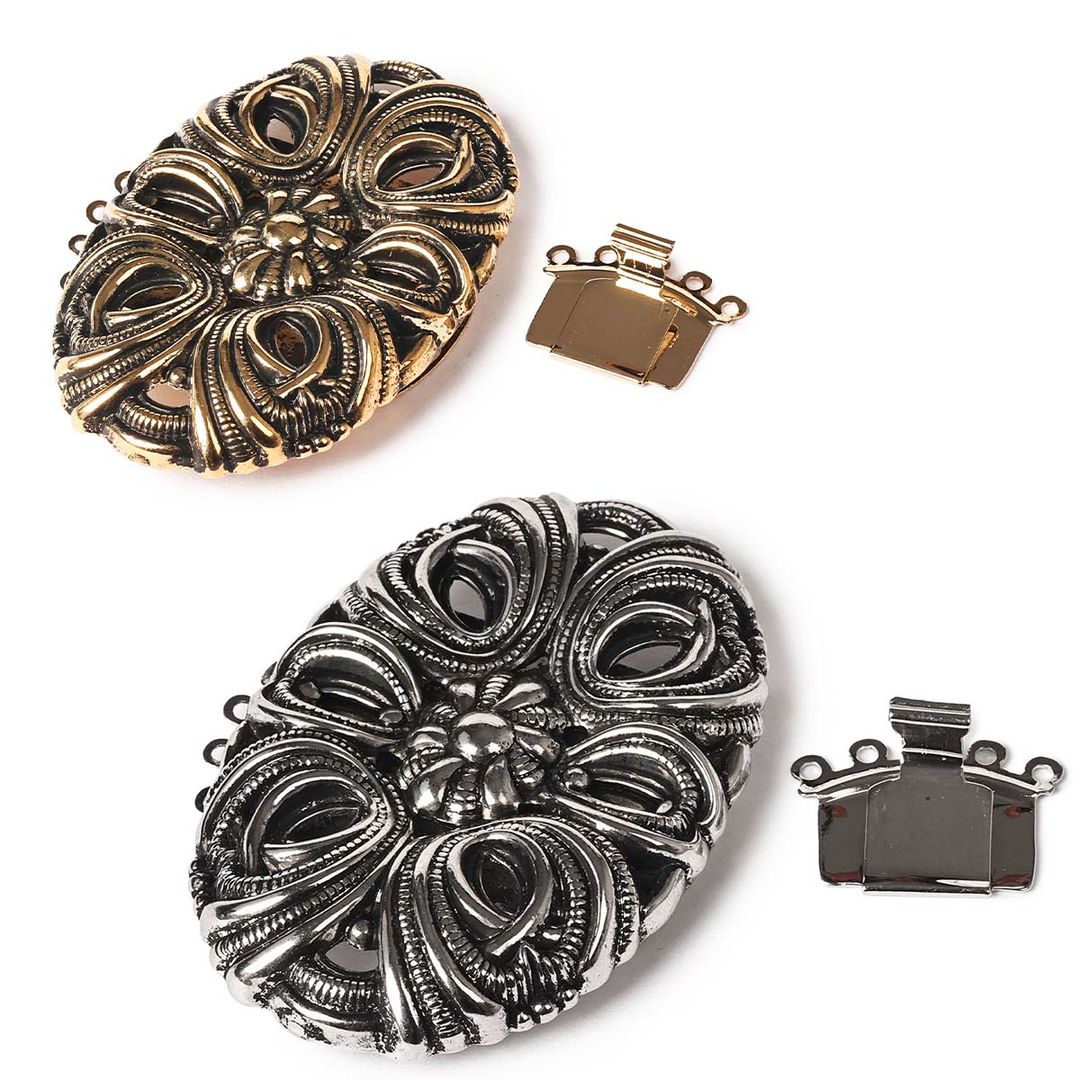 Claspgarten Coiled Flowers Box Push Clasp | 54x37mm