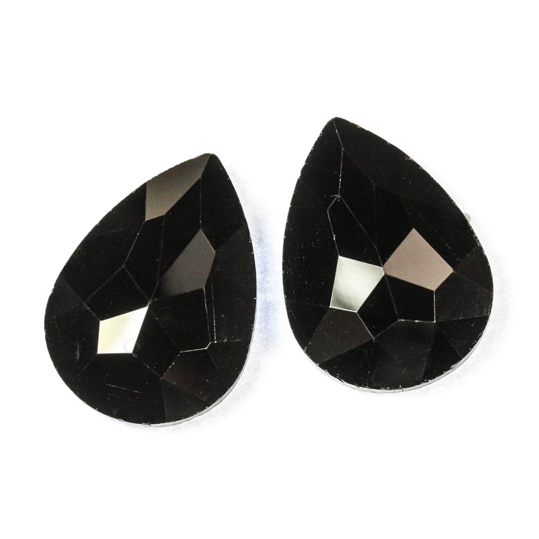 Potomac Crystal Pear Drop Stones - Jet 18x25mm | Pack of 2