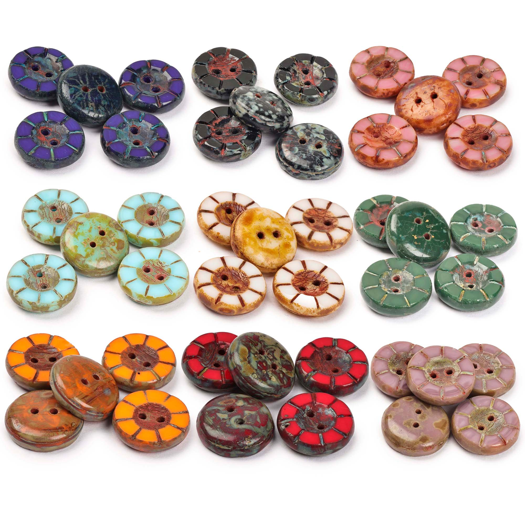 Gorgeous Czech Glass Table Cut Buttons for Crafting
