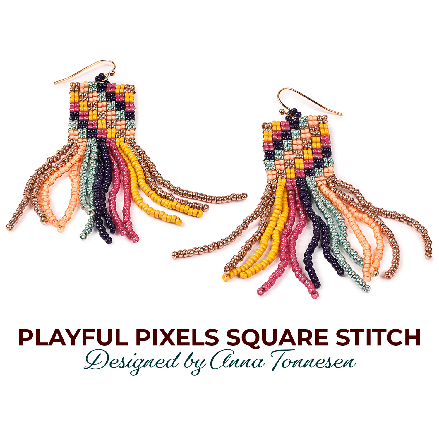 Playfull Pixels Square Stitch Earrings Tutorial