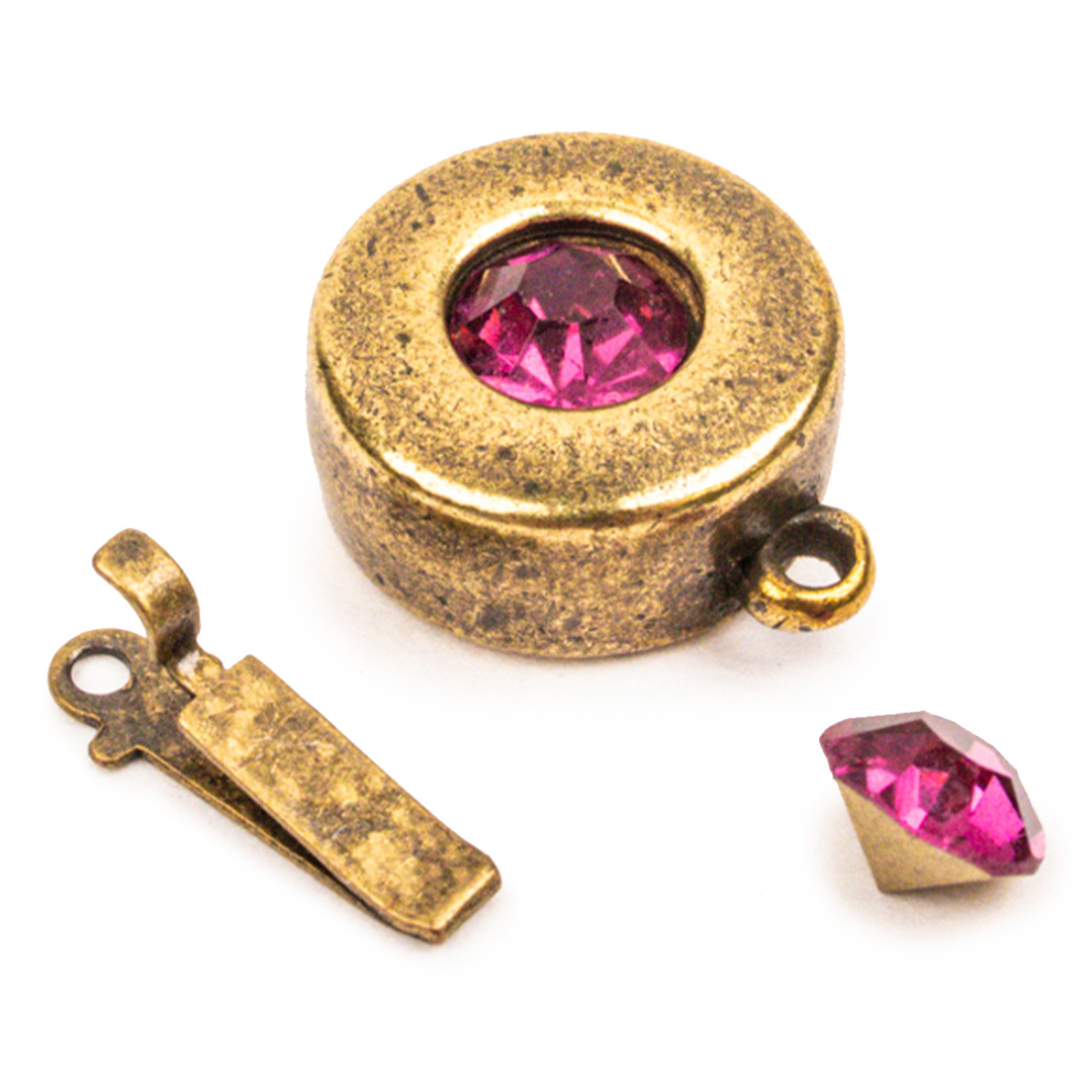 Claspgarten Disc Box Push Clasp with Swarovski Crystal | 12mm
