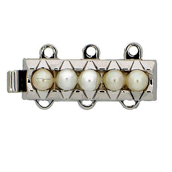 Claspgarten Pearl Basket Rectangle Box Push Clasp | 18.5x6mm | 3-Strand ...