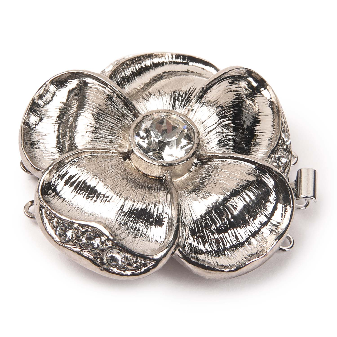 Claspgarten Flower Box Push Clasp with Swarovski Crystals | 31mm