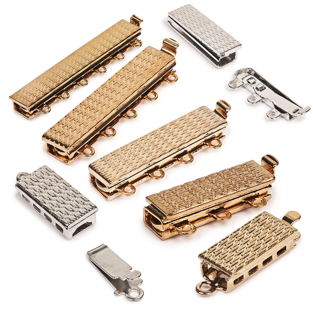 Claspgarten Elegant Woven Textured Sliding Bar Box Push Clasp | 12x6mm