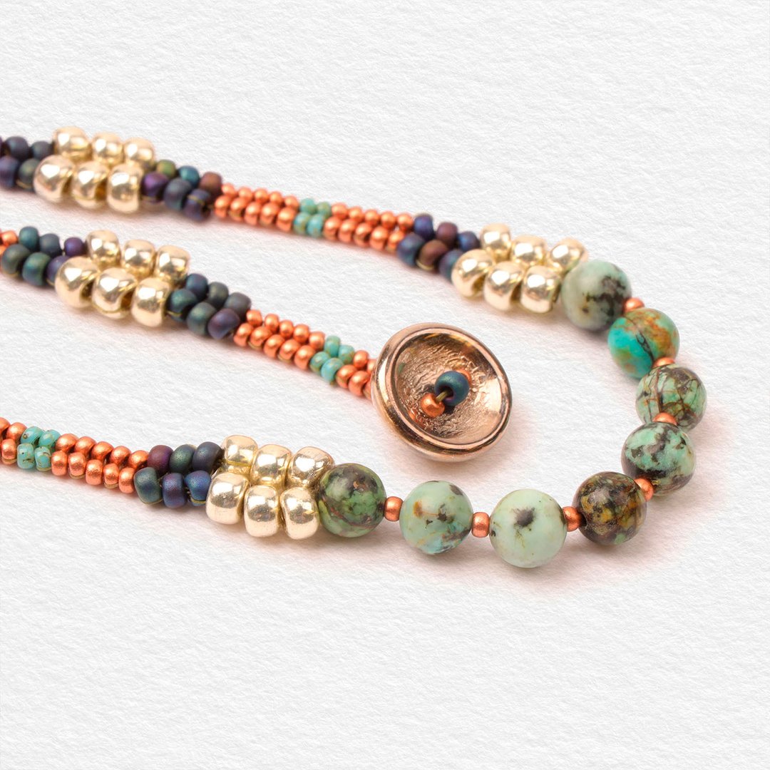 Thick and Thin Herringbone Necklace Tutorial | PotomacBeads