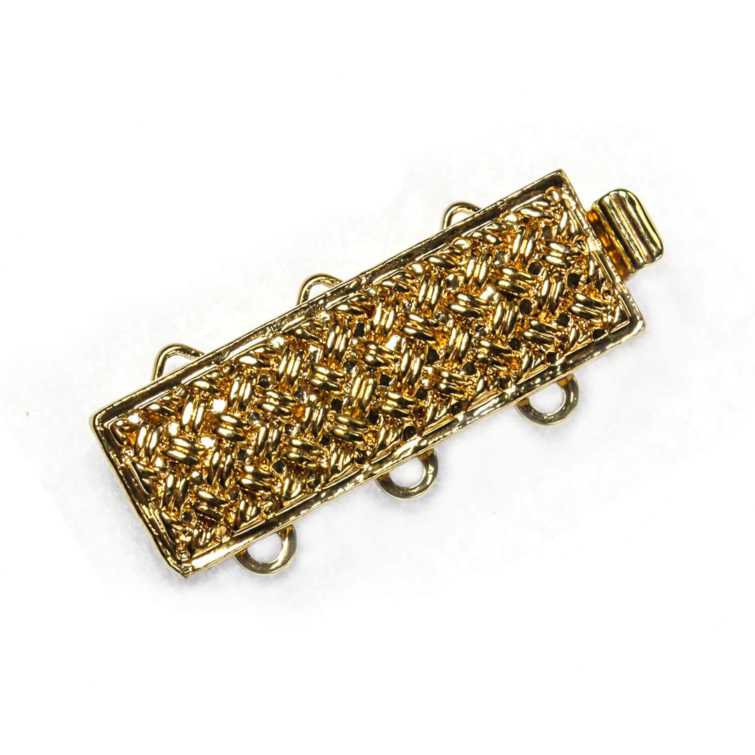 Stunning 3-Strand Gold Box Clasp for Jewelry | Potomac Beads