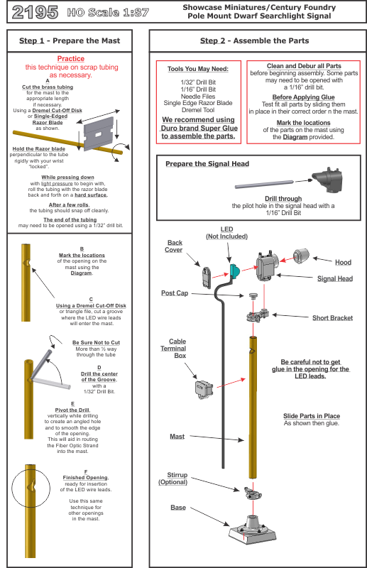 HO Pole Mount Dwarf Signal Kit (type SA)
