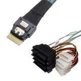 Slim SAS 4i (SFF-8654) - 4x SAS Drives (SFF-8680) w/ 15P SATA PWR, 0.5M