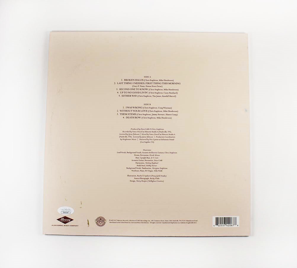 Chris Stapleton Signed Record Album LP Certified Authentic JSA COA AFTAL